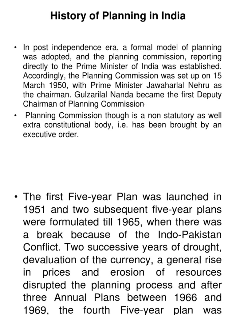 History of Planning in India | PDF | Economies | Economics