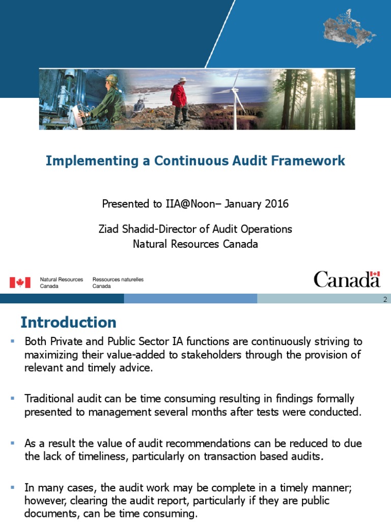 IIA Continuous Audit Presentation - NRCan | PDF | Internal Audit | Audit