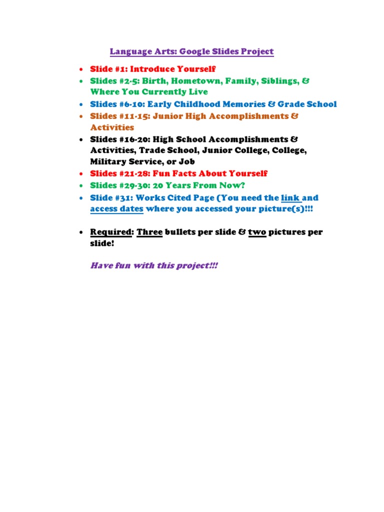 Google Slides All About Me | PDF