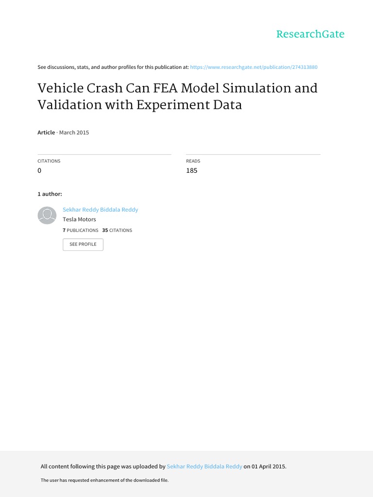 Vehicle Crash Can FEA Model Simulation and Validation With Experiment ...