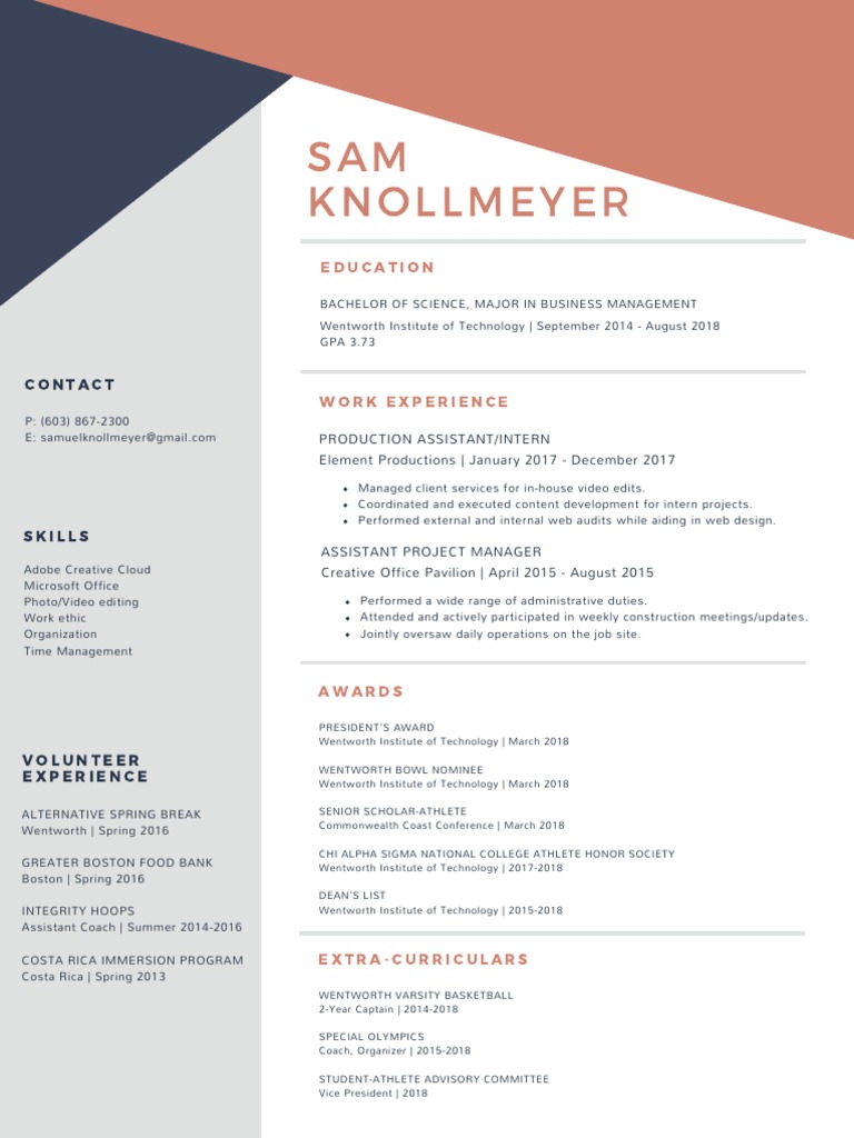 Sam Knollmeyer Resume | PDF | Business | Science