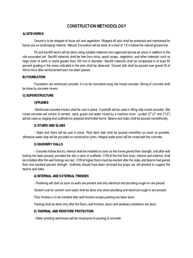 Construction Methodology for Building Foundations, Frames, Stairs ...