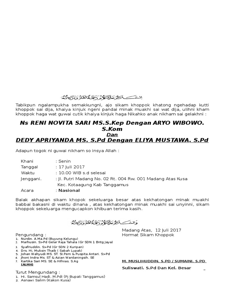 Undangan Lampung Isi | PDF