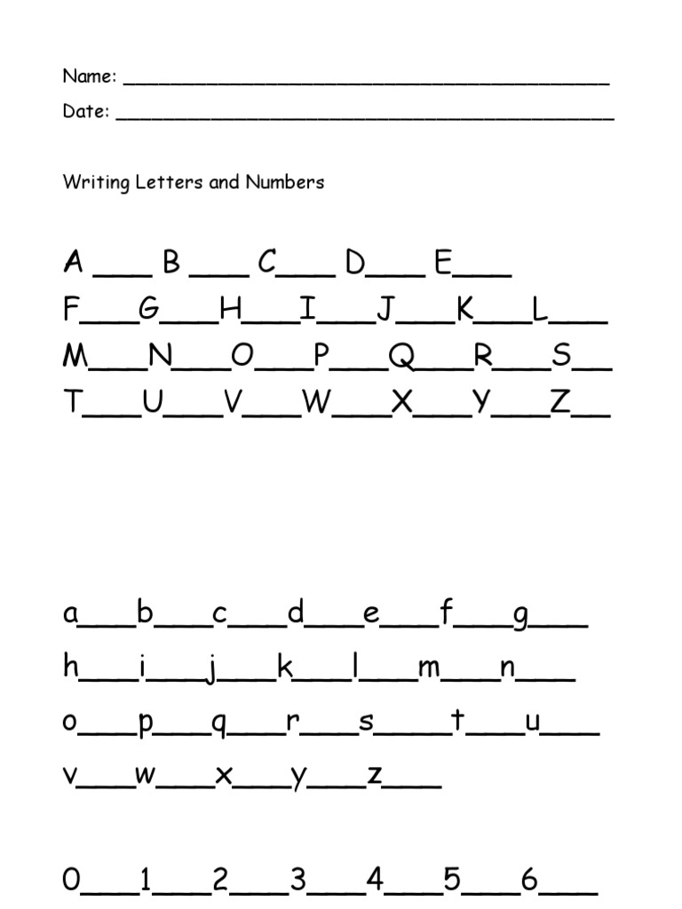 Writing Letter and Numbers | PDF