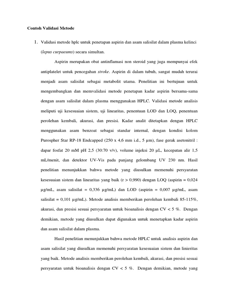 Contoh Validasi Metode | PDF | Teknologi & Rekayasa