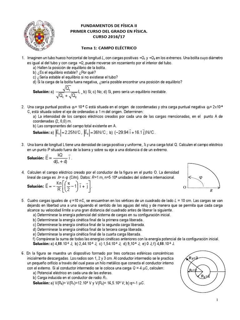 Prob_Tema 1- Campo Eléctrico | PDF | Condensador | Corriente eléctrica