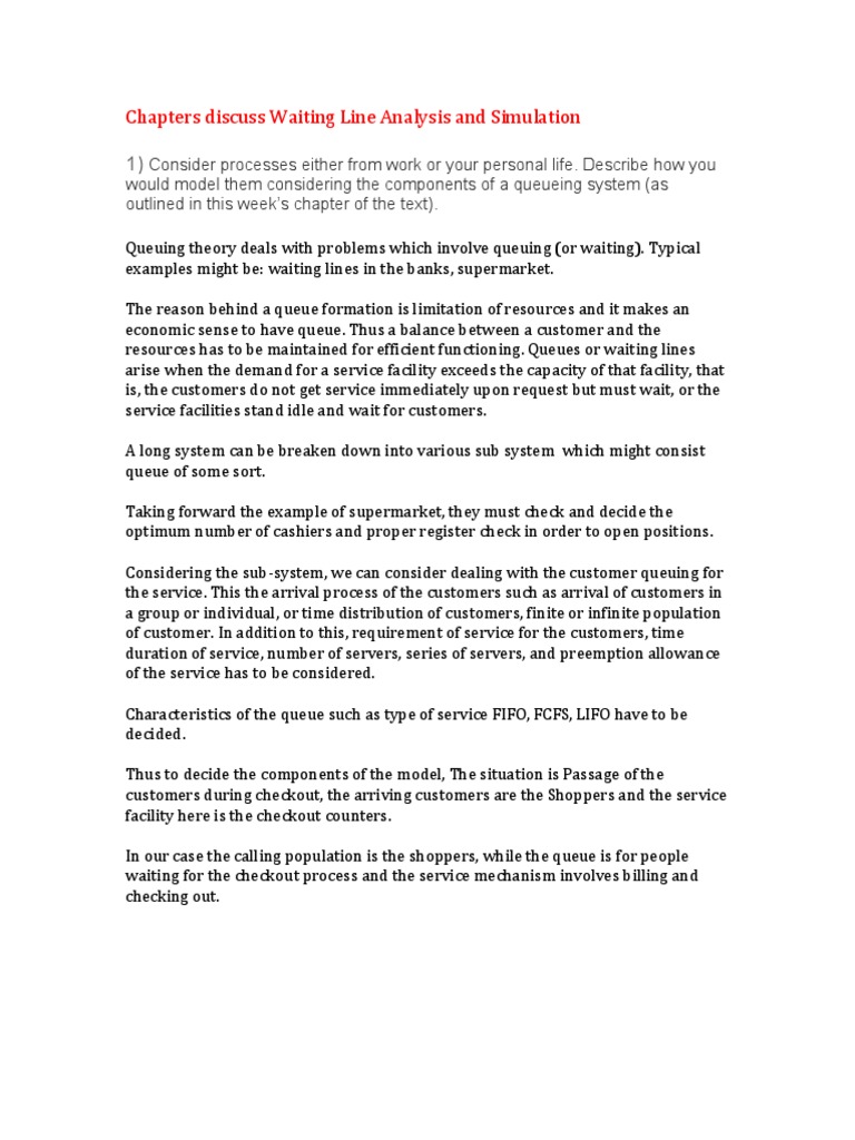 Waiting Line Analysis and Queuing Theory Model Components | PDF ...