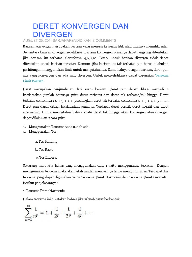 Deret Konvergen Dan Divergen | PDF