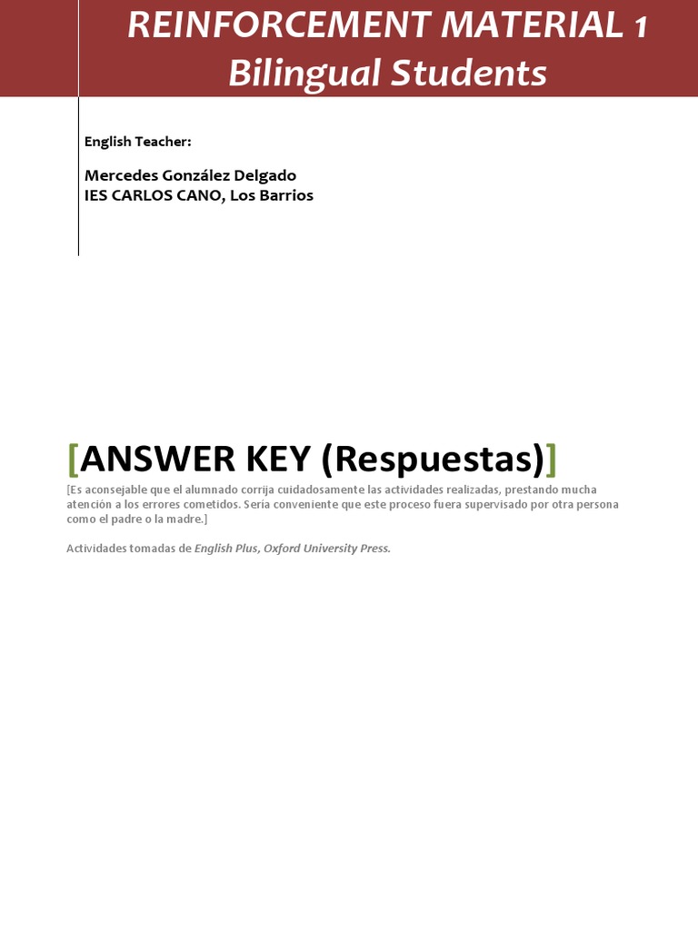 01 Reinforcement Material Answers | PDF | Linguistics | Languages