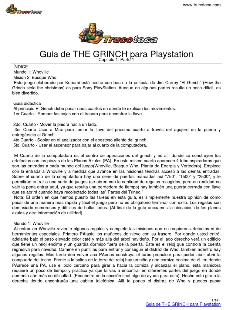 Guia Trucoteca The Grinch Playstation | PDF | Lanzador | Ascensor