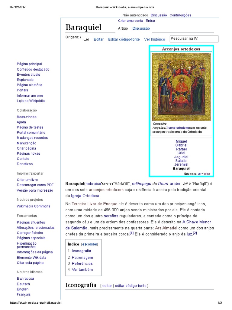 Baraquiel - Wikipédia, A Enciclopédia Livre PDF | PDF | Anjo | Crença e ...
