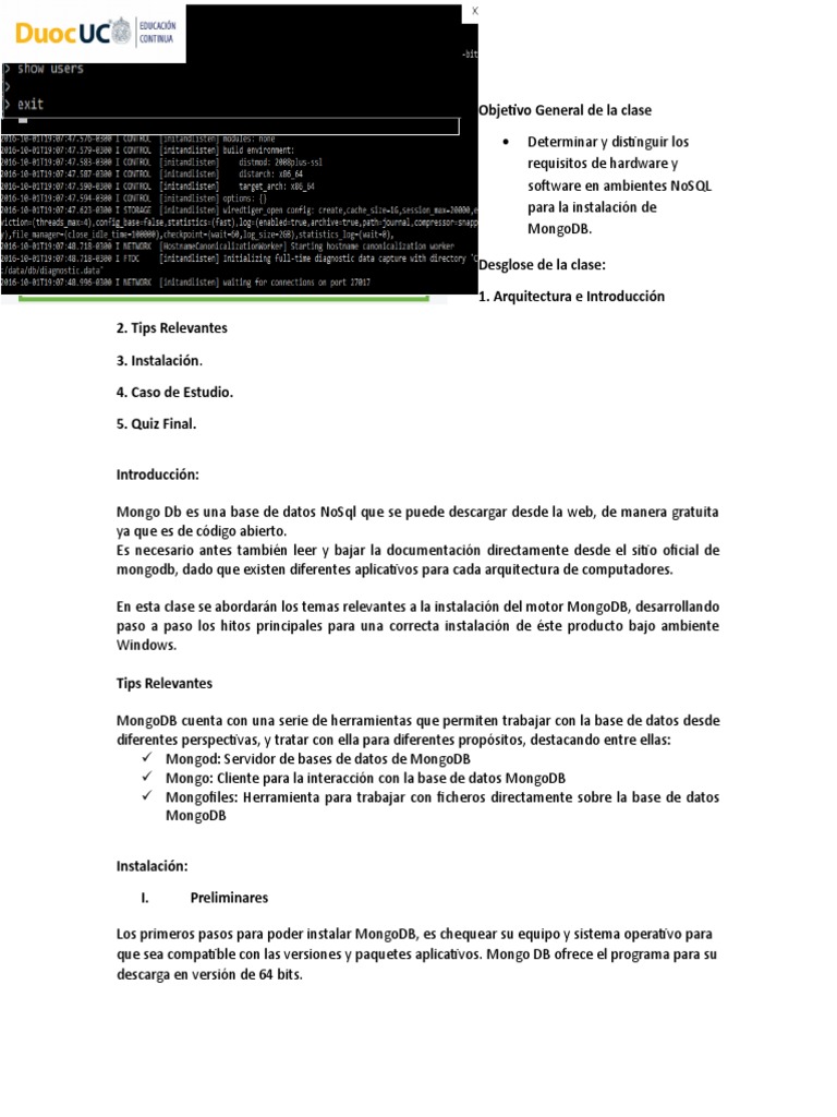 Tips de Instalacion de Mongo - DB | PDF | Mongo Db | Programa de computadora