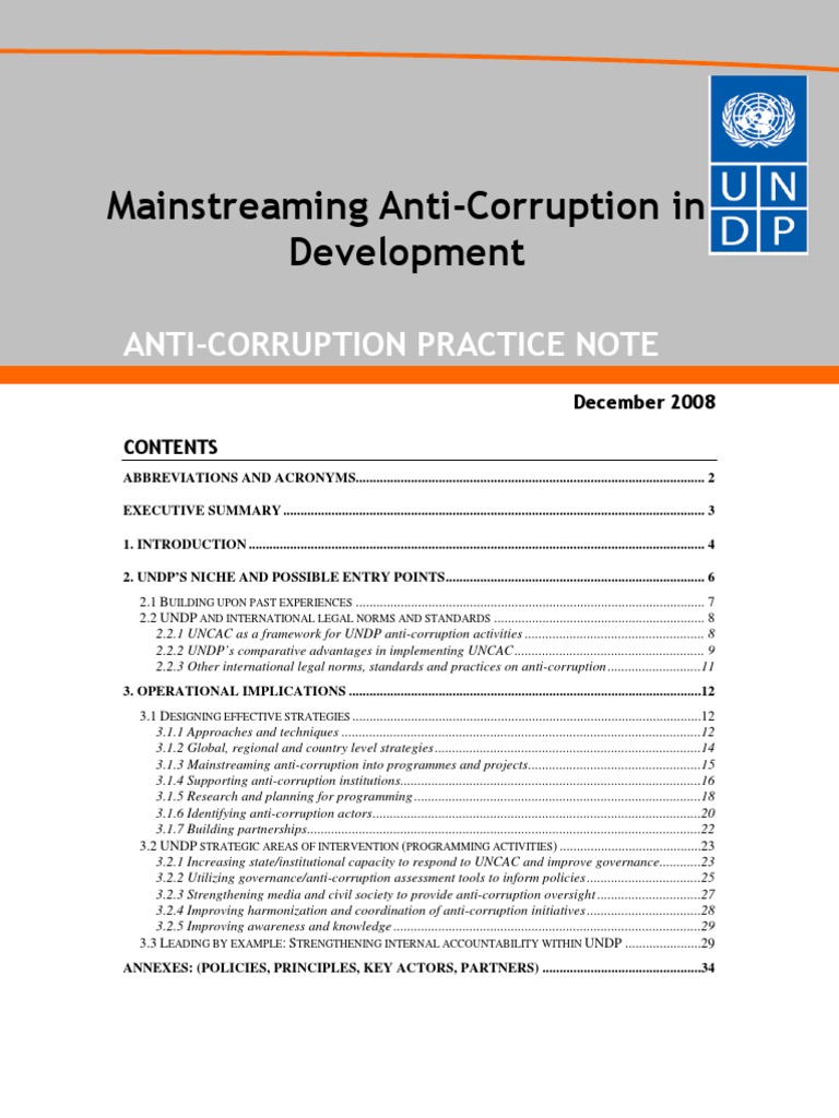 Mainstreaming Anti-Corruption in Development | PDF | Corruption | United Nations Development ...