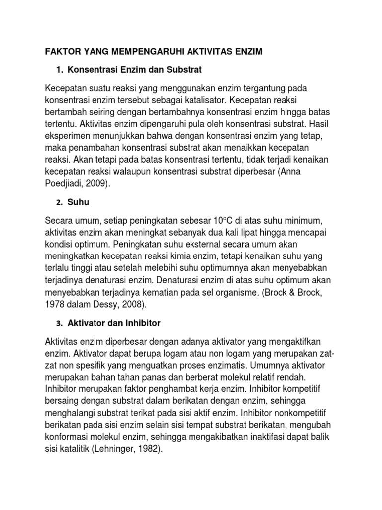 Faktor Yang Mempengaruhi Aktivitas Enzim | PDF