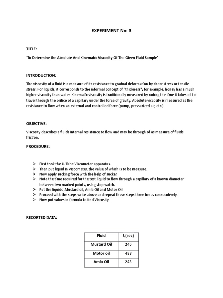 Lab Report 2 | PDF | Viscosity | Transparent Materials