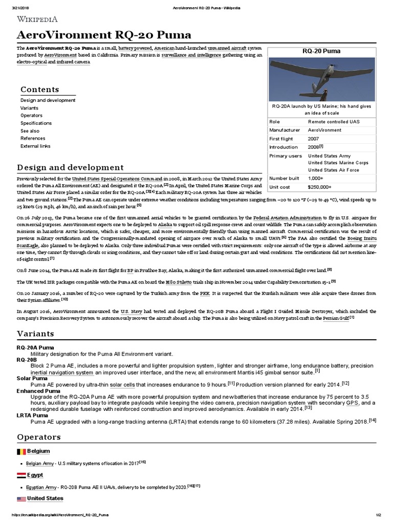 AeroVironment RQ-20 Puma | PDF | Aviation | Aeronautics