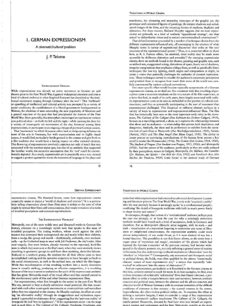 German Expressionism A Cinematic Cultural Problem J. P. Telotte | PDF ...