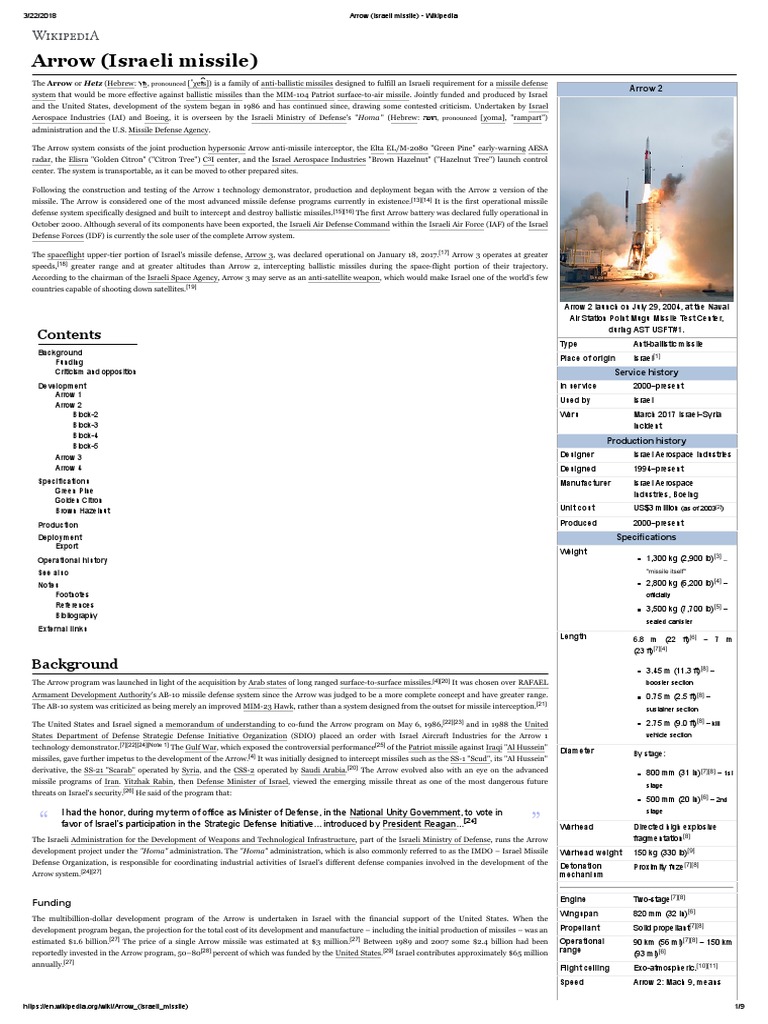 Arrow | PDF | Missile Types | Projectile Weapons