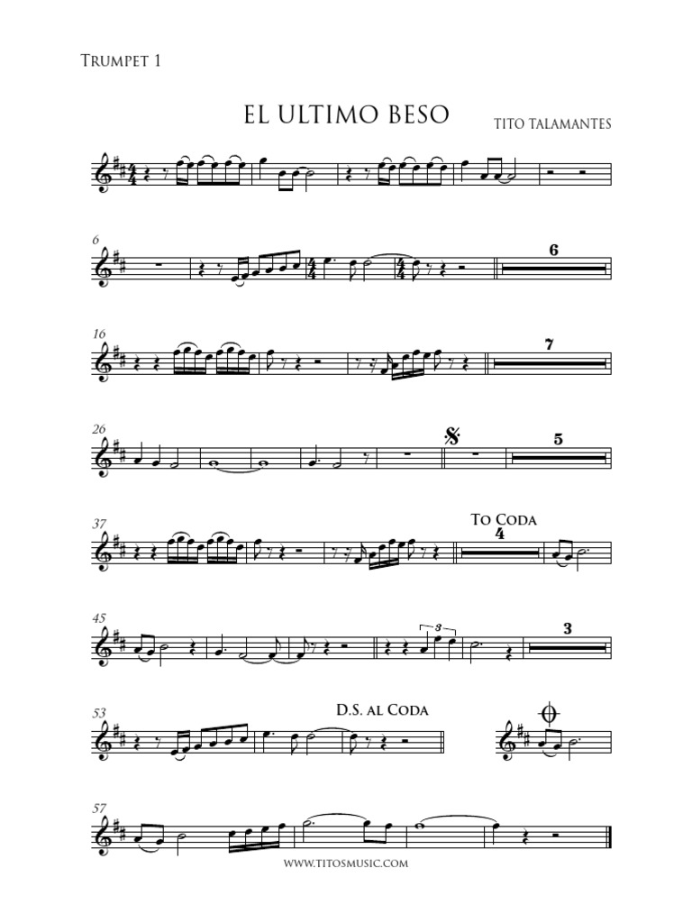 Partitura "El Último Beso" de Tito Talamantes | PDF