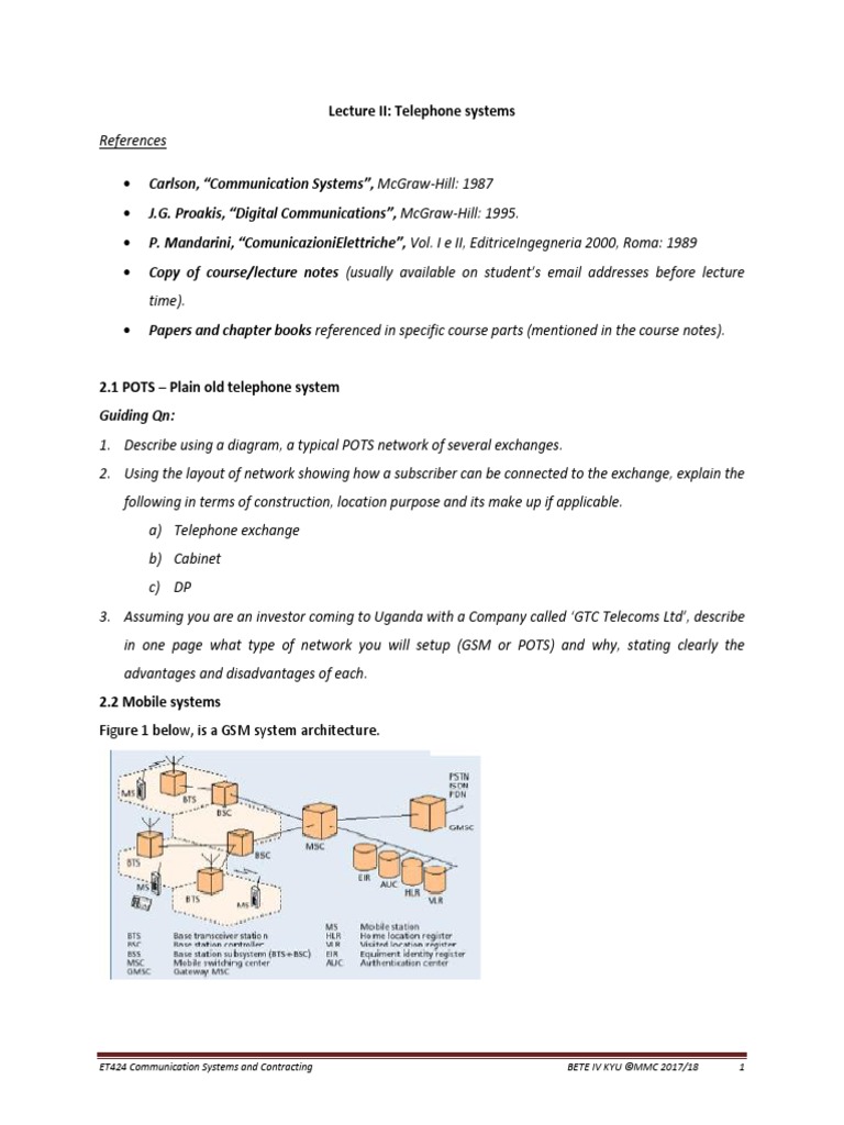 Lecture 2. Telephone System Installations | PDF | Optical Fiber ...