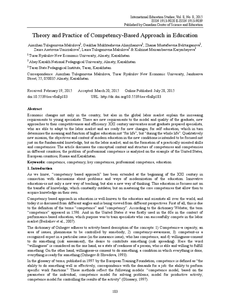 Competency Based Approach | PDF | Competence (Human Resources) | Higher ...