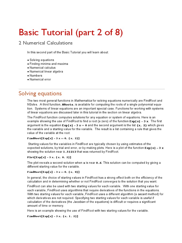 An Introduction to Numerical Calculations in Mathematica: Solving ...
