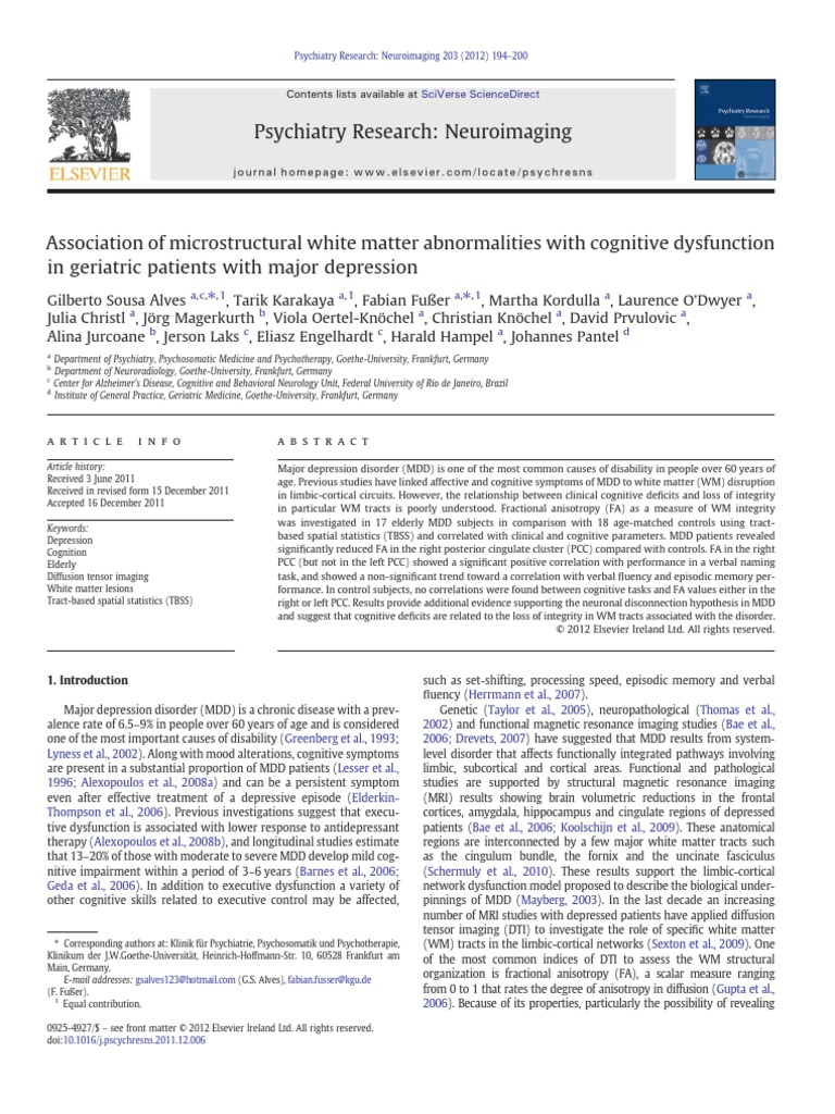 Association of Microstructural White Matter Abnormalities With Cognitive Dysfunction in ...