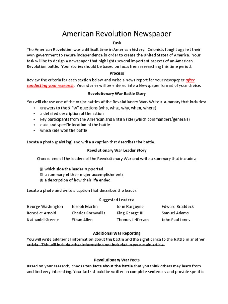American Revolution Newspaper Project | PDF | American Revolution ...