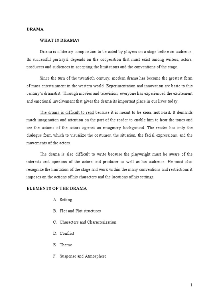 Elements of One-Act Plays Explained | PDF | Tragedy | Play (Theatre)