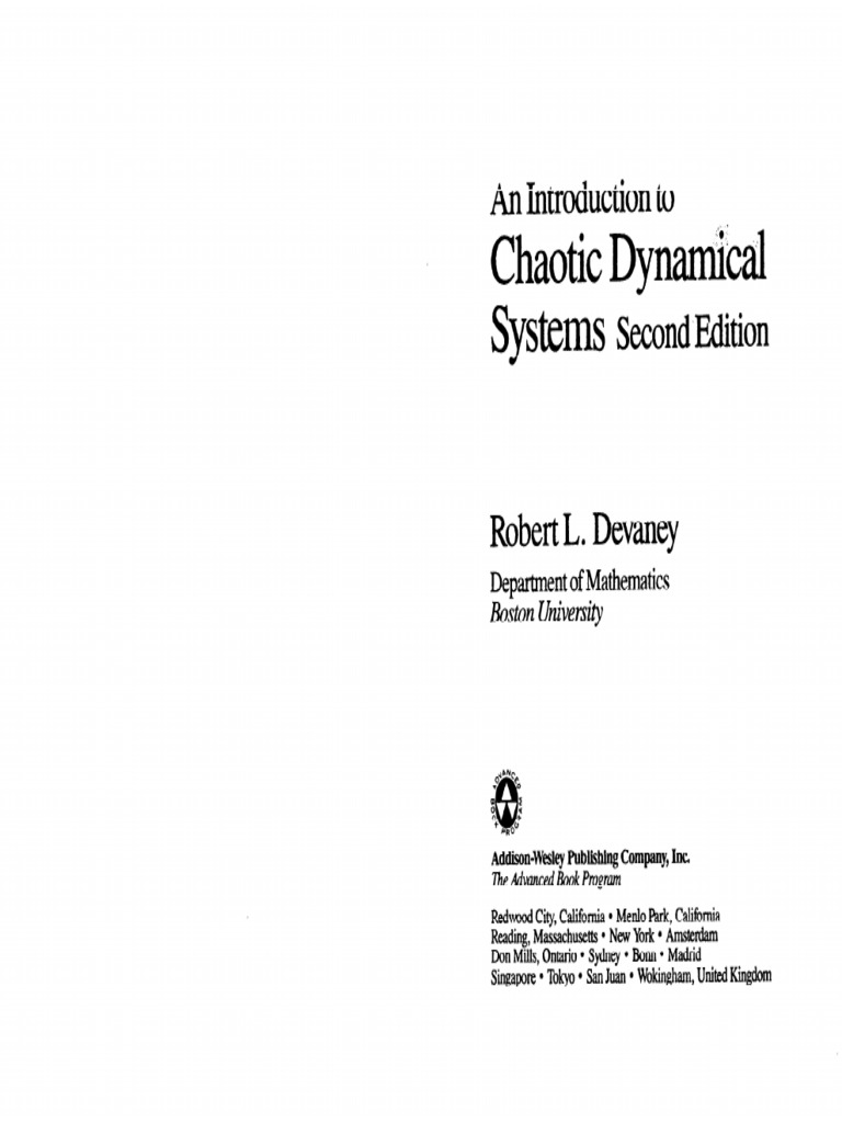 An Introduction To Chaotic Dynamical Systems - R.L. Devaney PDF | PDF