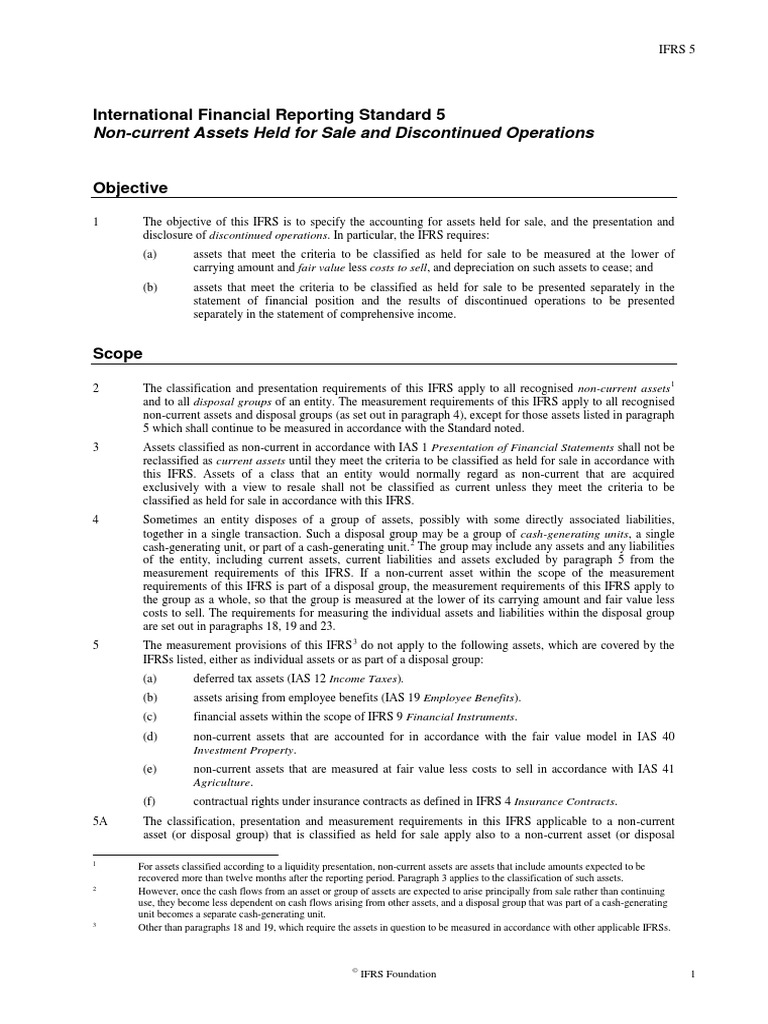 IFRS 5 | International Financial Reporting Standards | Income Statement