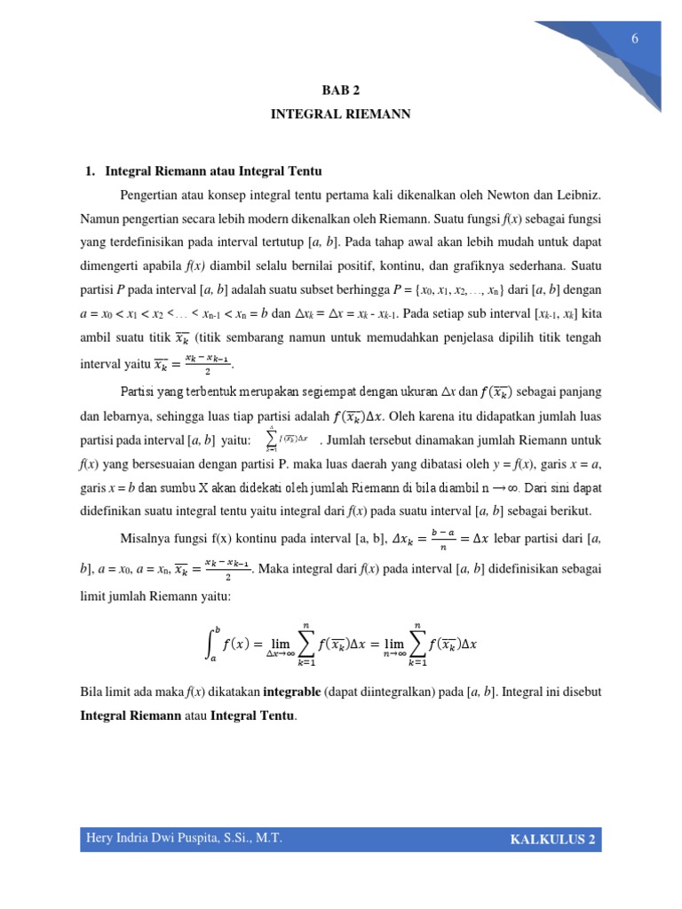 Panduan Integral Riemann dan Teorema Kalkulus | PDF