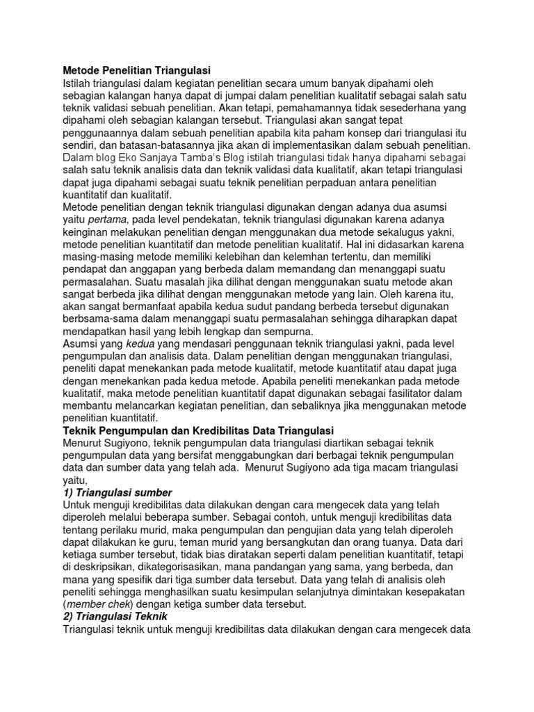 Metode Penelitian Triangulasi | PDF