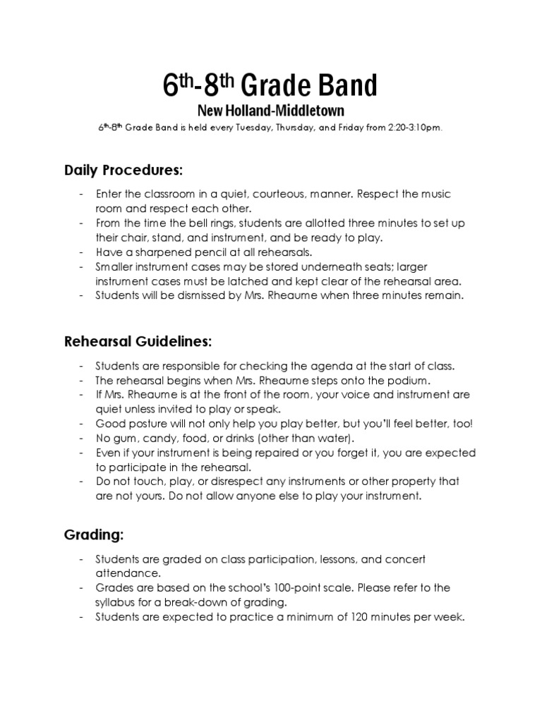 Band Guidelines | PDF | Teaching And Learning