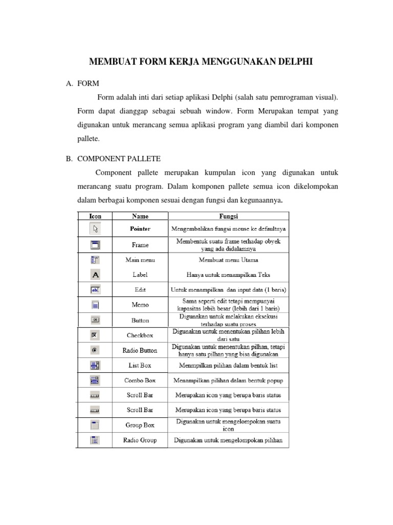 Membuat Form Kerja Menggunakan Delphi | PDF