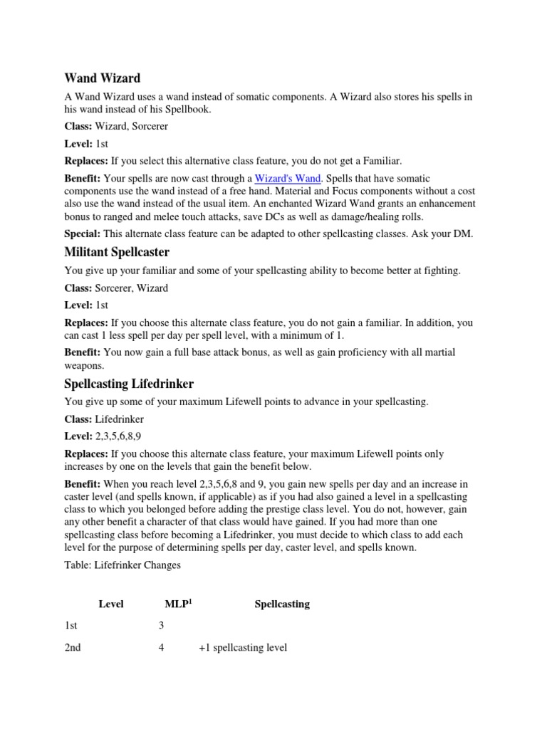 3.5 Alternate Class Features | PDF | Wizards Of The Coast Games ...