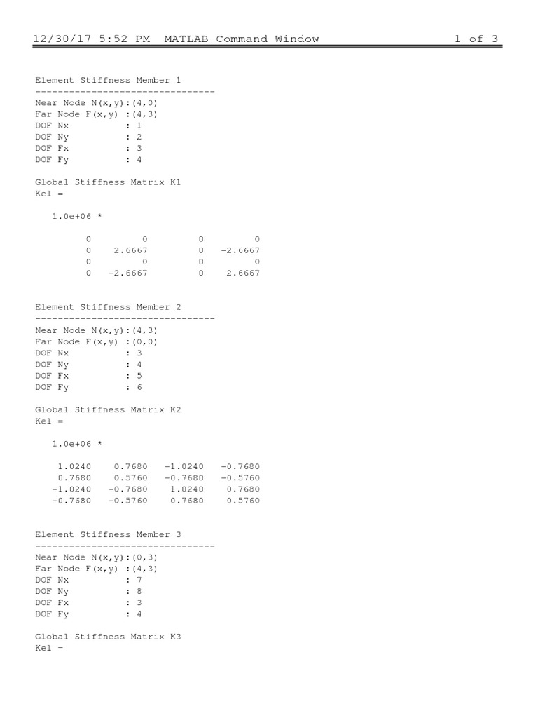 MATLAB Command Window | PDF | Stiffness | Areas Of Computer Science