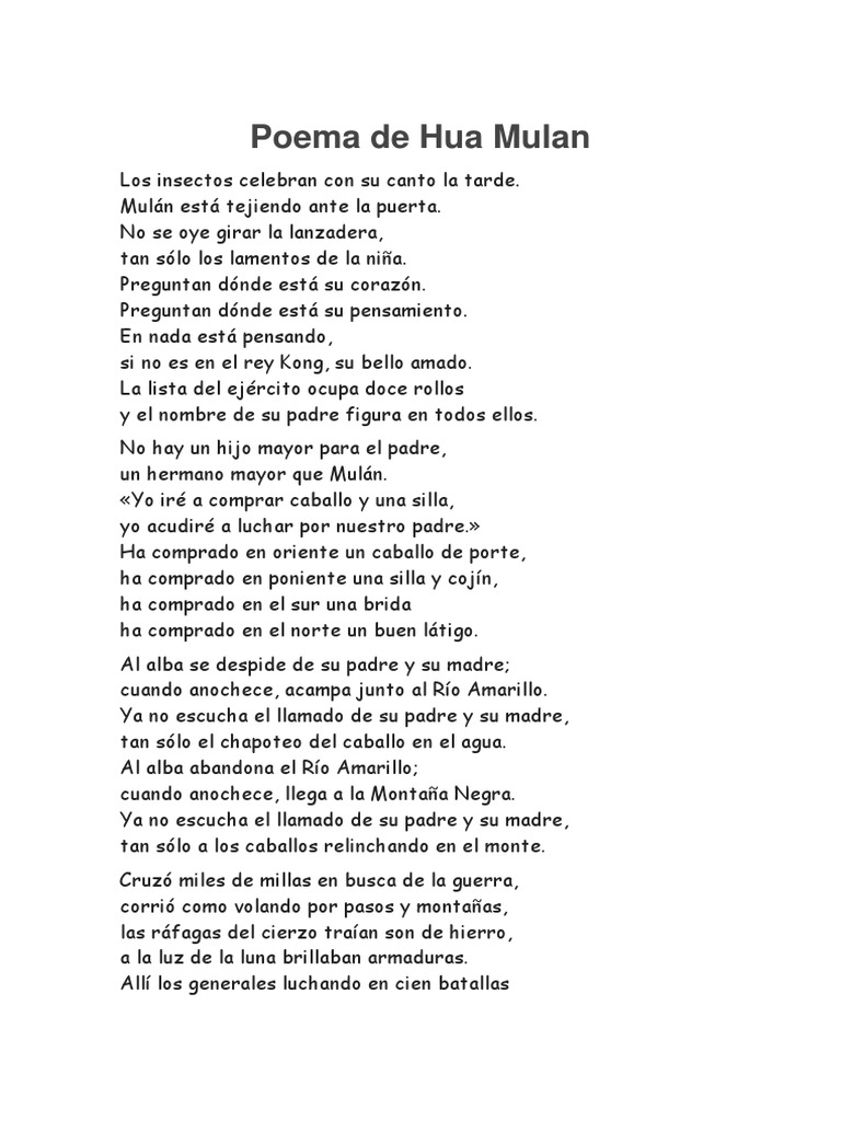 Poema de Hua Mulan | Ocio