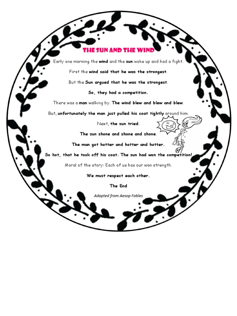 The Sun and The Wind Story and Worksheet | PDF