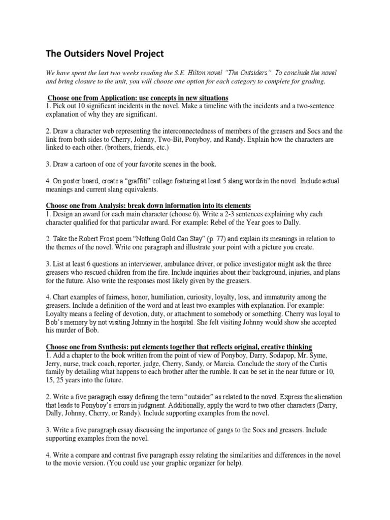 The Outsiders: Creative Project Guide | PDF | Cognitive Science | Cognition