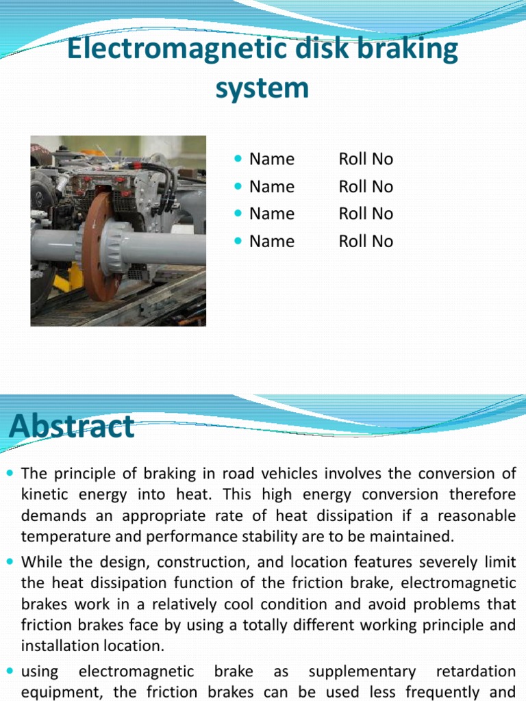 Electromagnetic Disk Braking System for Vehicles | PDF | Brake ...