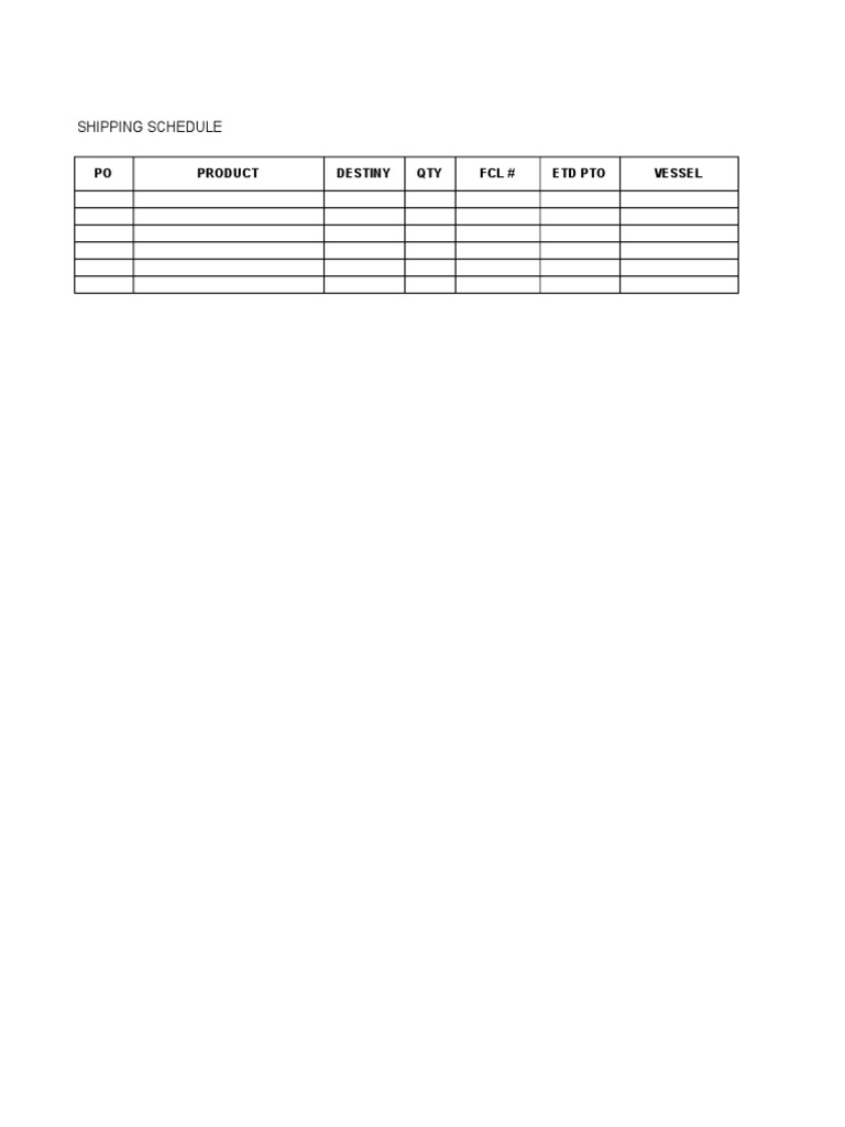 Shipping Schedule Overview | PDF