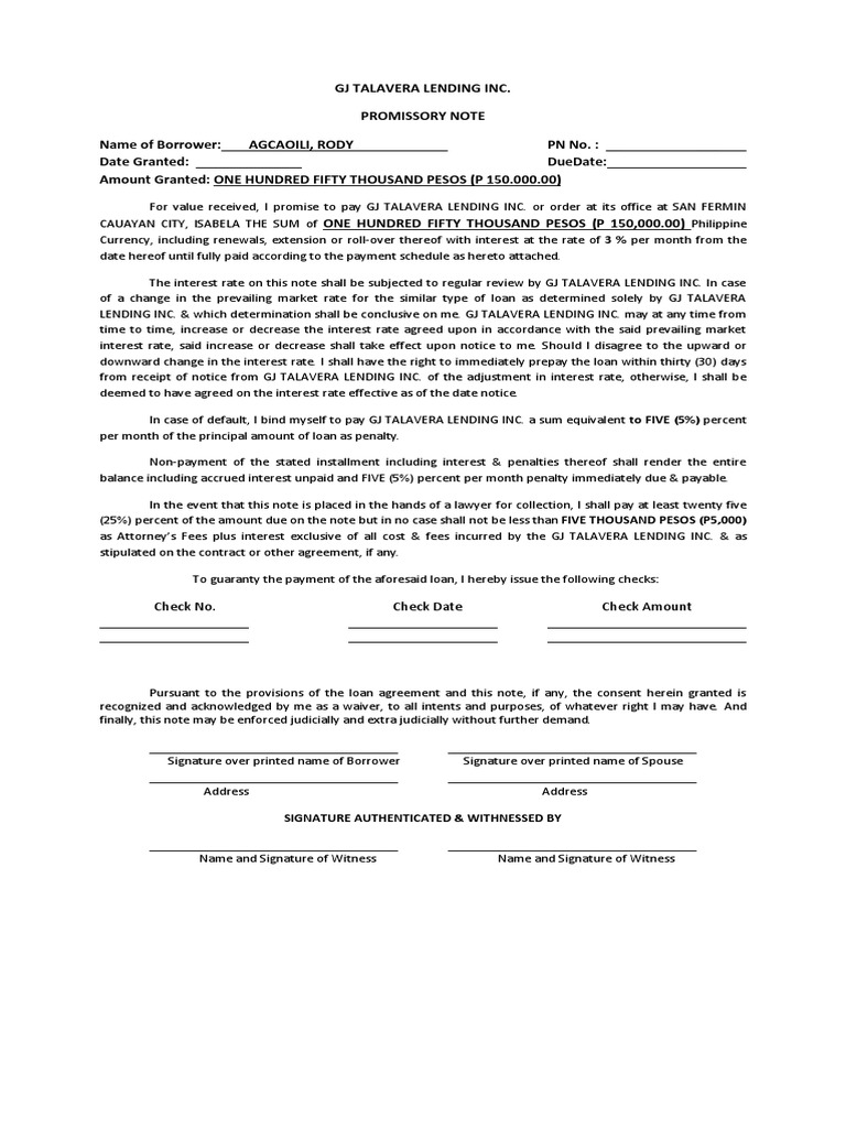 PN Rediscounting | PDF | Signature | Interest