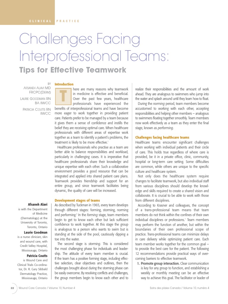 Barriers Creating Teamwork WCC Autumn 2012 v10n4 Challenges | PDF ...