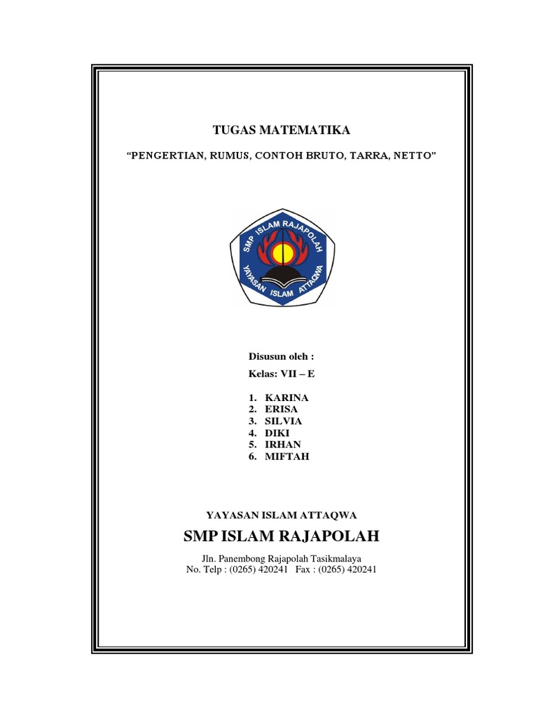 Bruto, Netto, Tara: Rumus & Contoh | PDF