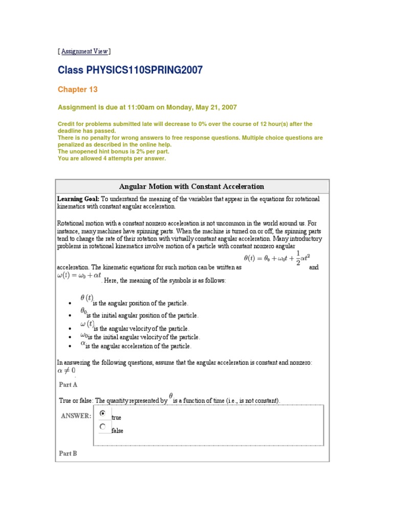 Masteringphysics 13 - WithANS | Download Free PDF | Torque | Velocity