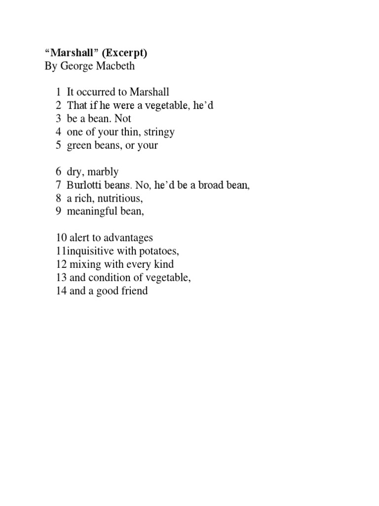 Marshall George Macbeth Poem | PDF