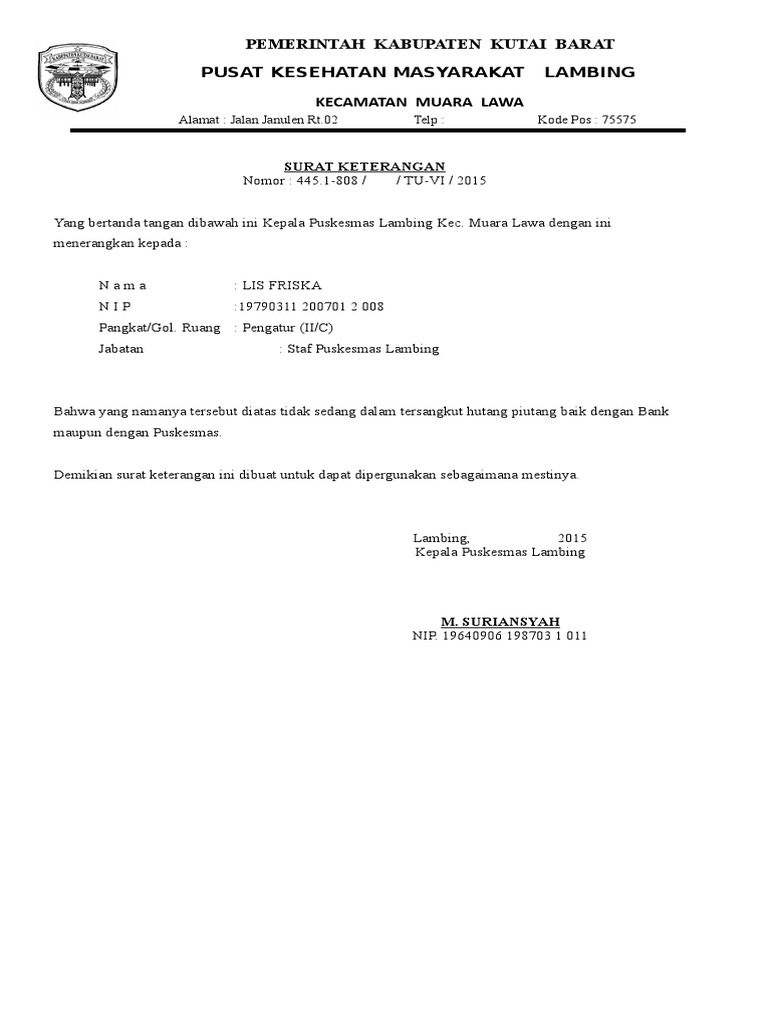 Surat Keterangan Utang Piutang | PDF