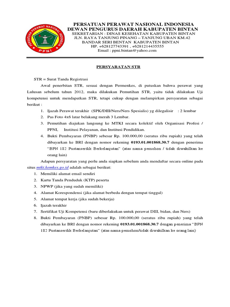 Syarat STR, Nira, Sipp | PDF