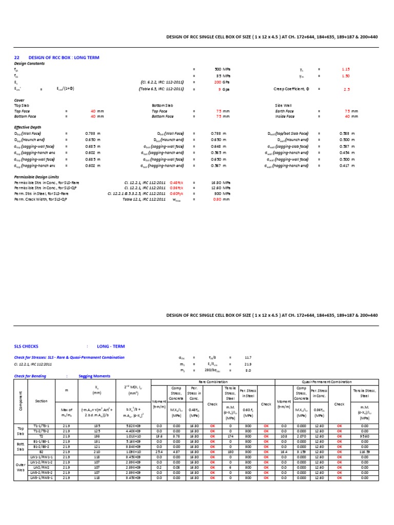 22 Design of RCC Box: Long Term | PDF